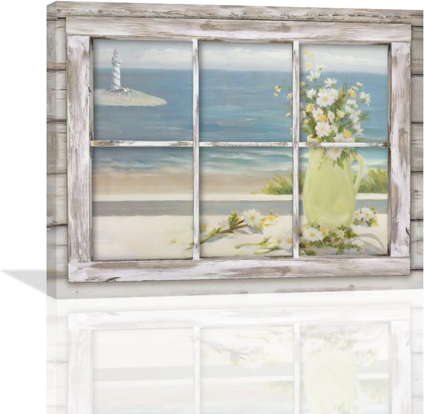 Coastal Flower Bathroom Wall Decor Beach Ocean Daisy Floral Wall Art ...