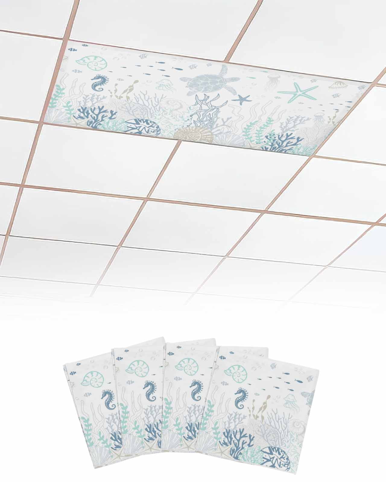 Coastal Fluorescent Light Covers for Ceiling Lights 4x2 feet,4 Pack ...