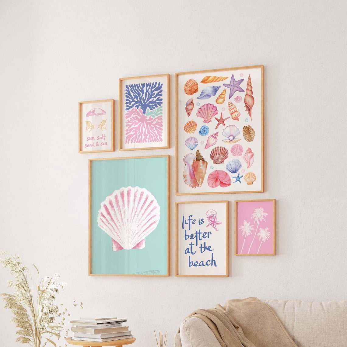 Coastal Gallery Wall 6 S Cute Summer Art Poster Girly Trendy Beach ...