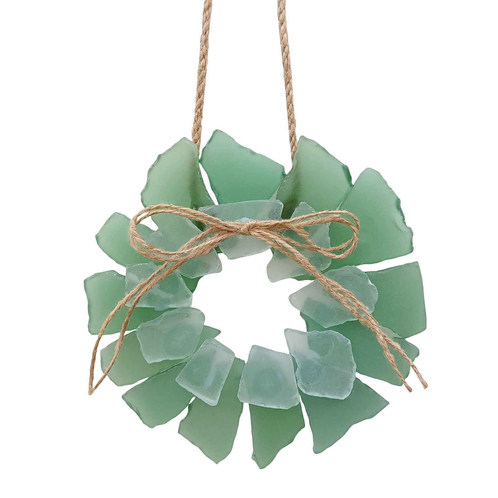 Coastal Glass Hanging Ornament Acrylic Sea Glass Jute Rope Material ...