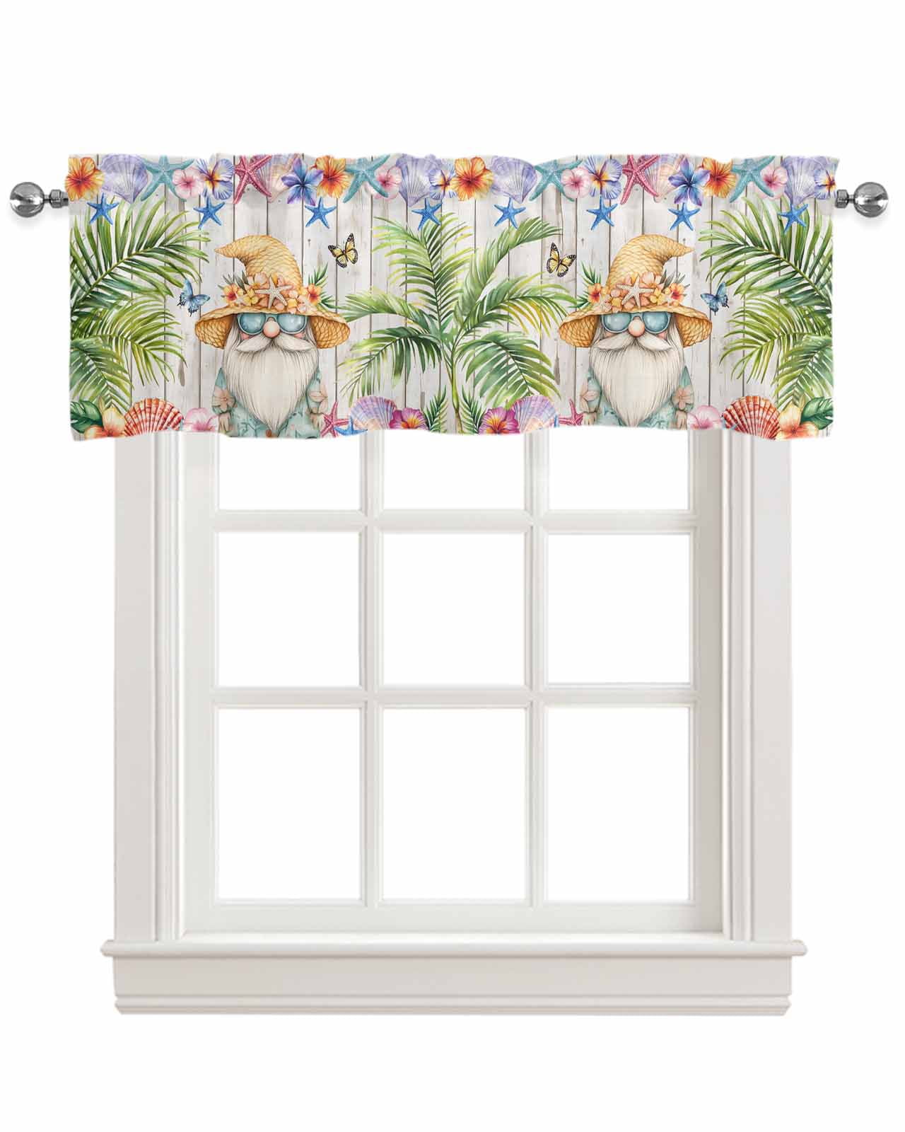 Coastal Gnomes Kitchen Valances for Windows Farmhouse Linen Window ...