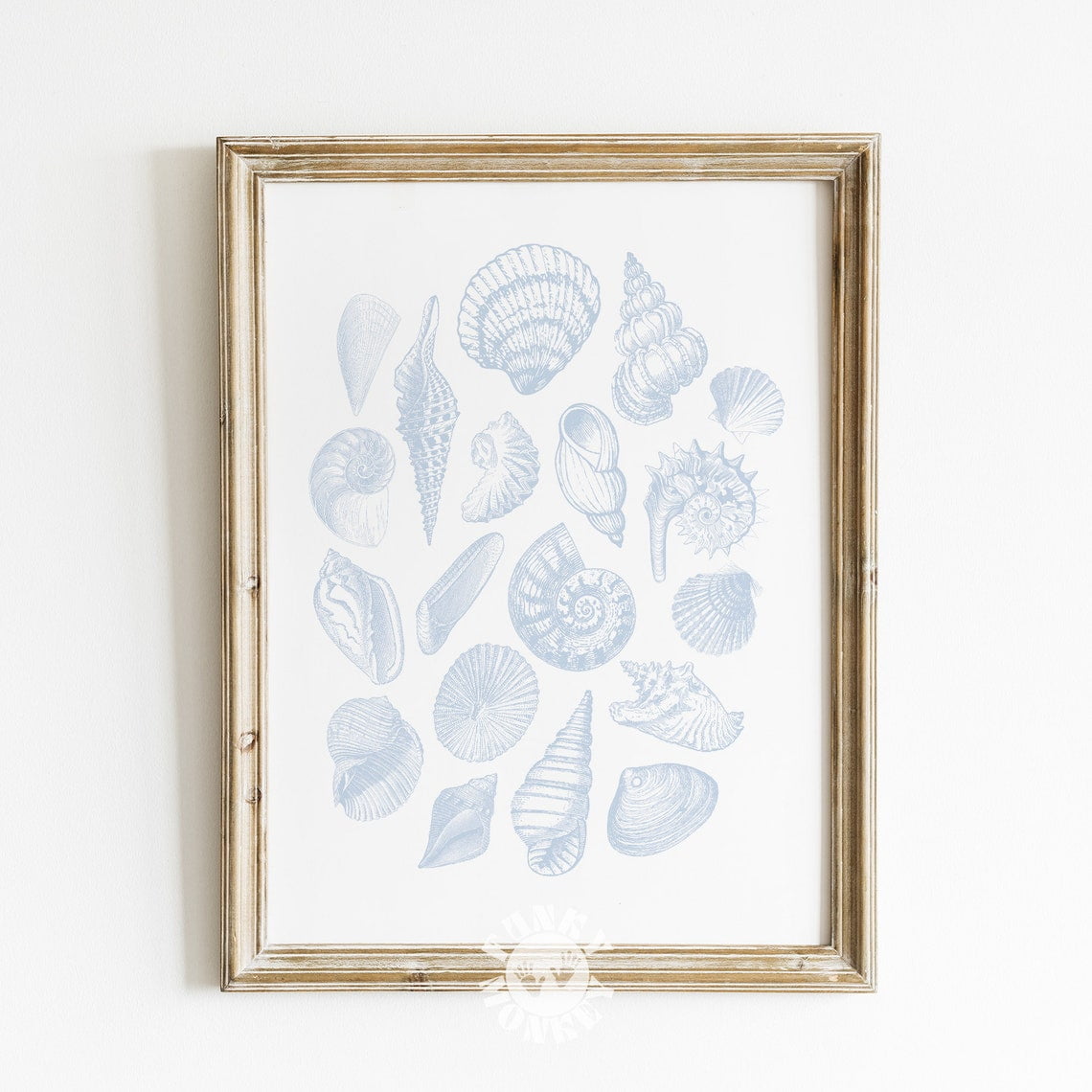 Coastal Granddaughter Room Decor, Blue Sea Shells Wall Art Print ...