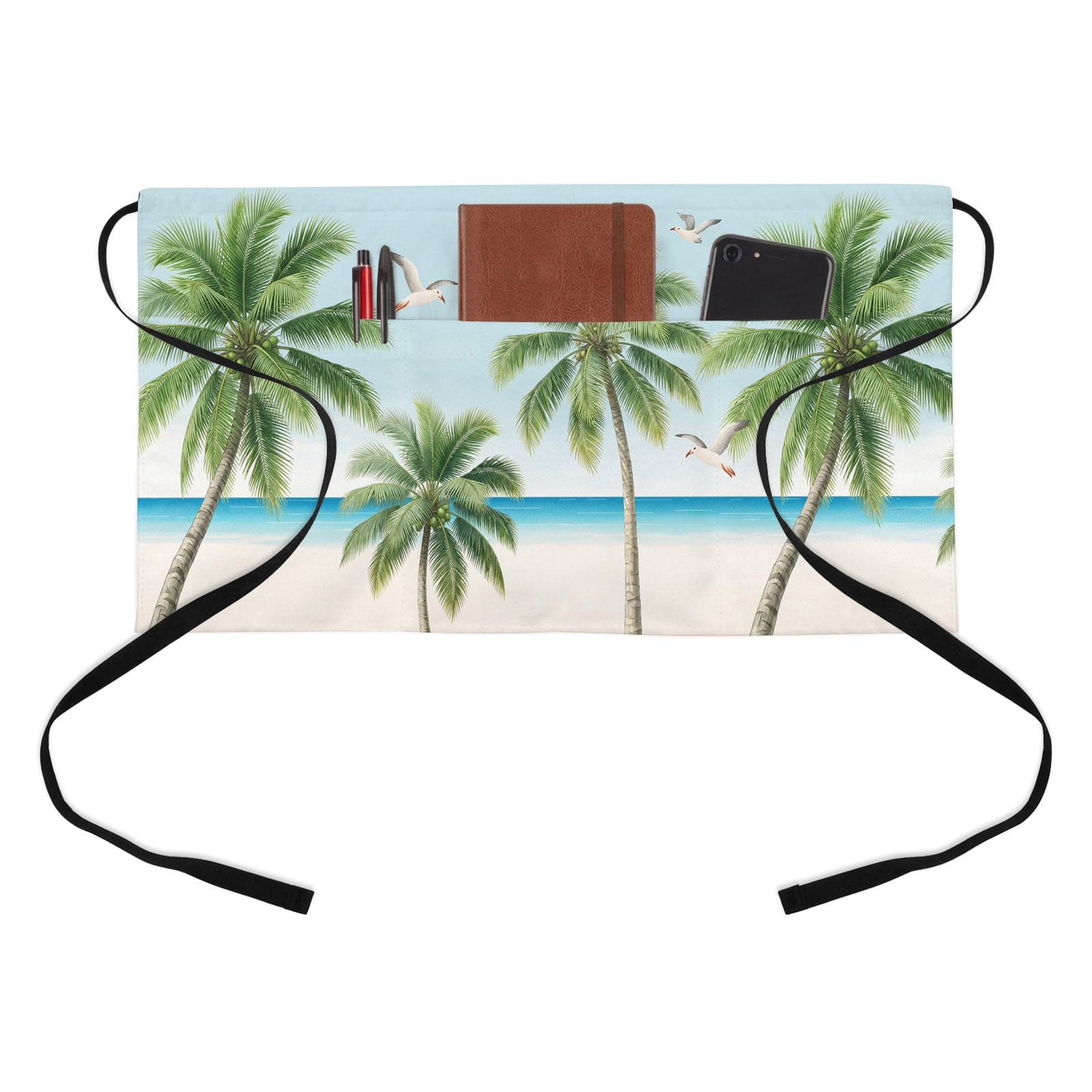 Coastal Green Palm Tree Half Waist Apron Summer Tropical Plant Beach ...