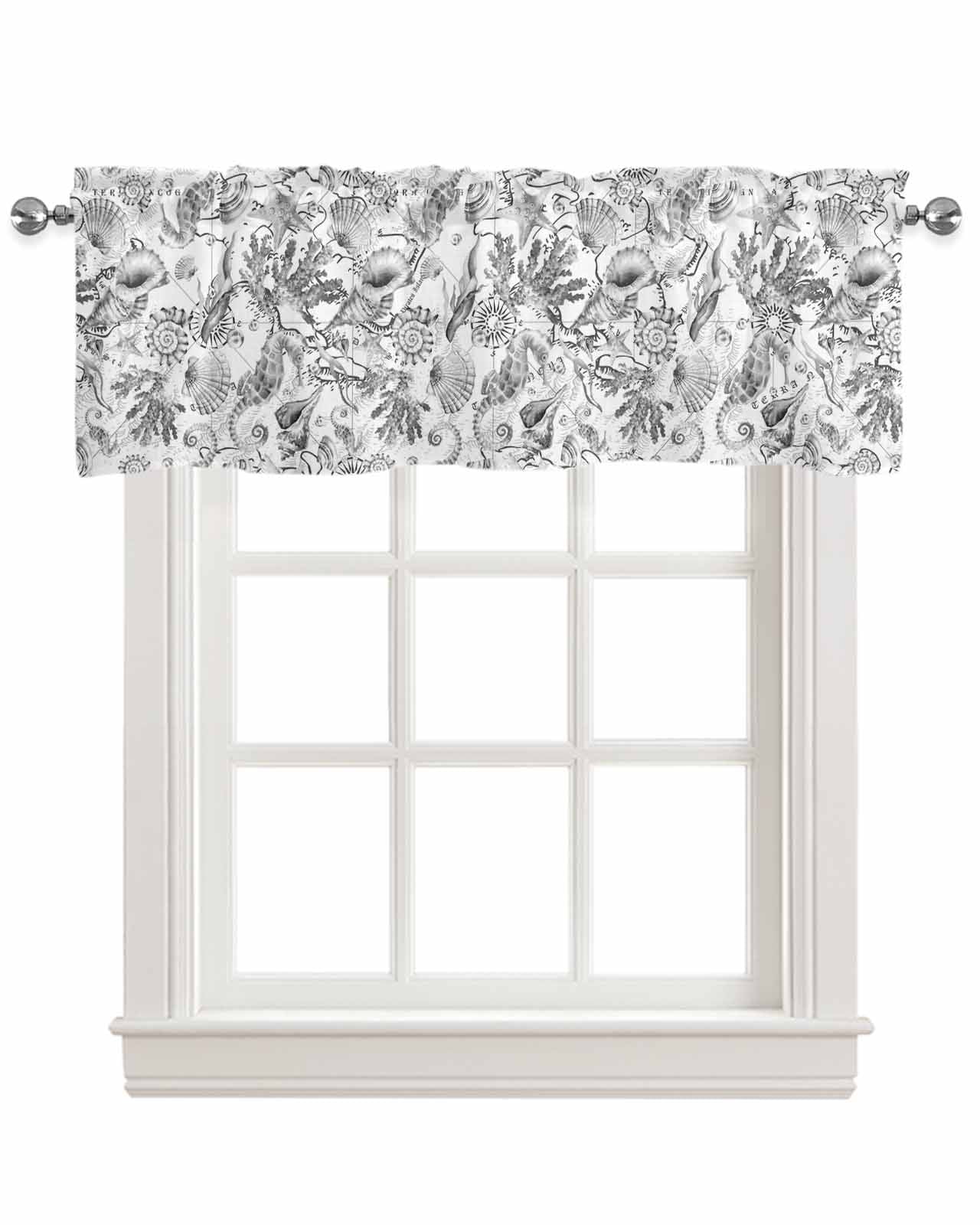Coastal Grey Linen Curtain Valance for Bedroom/Bathroom/Kitchen/Living ...