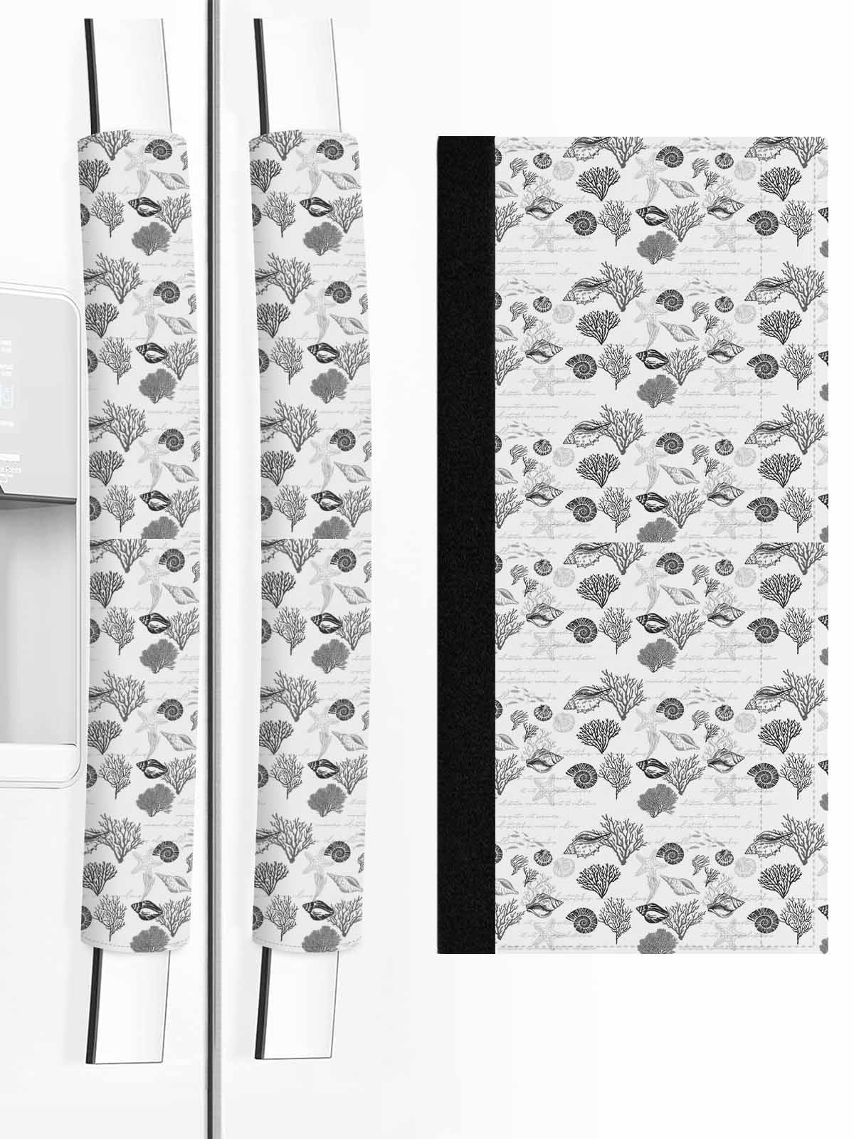 Coastal Grey Refrigerator Door Handle Covers Set of 2, Retro Ocean ...