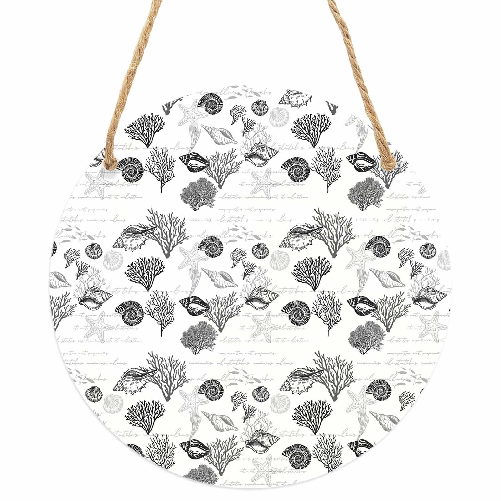 Coastal Grey Round Front Door Welcome Sign, 5.9 Inch Wall Hanging Decor ...