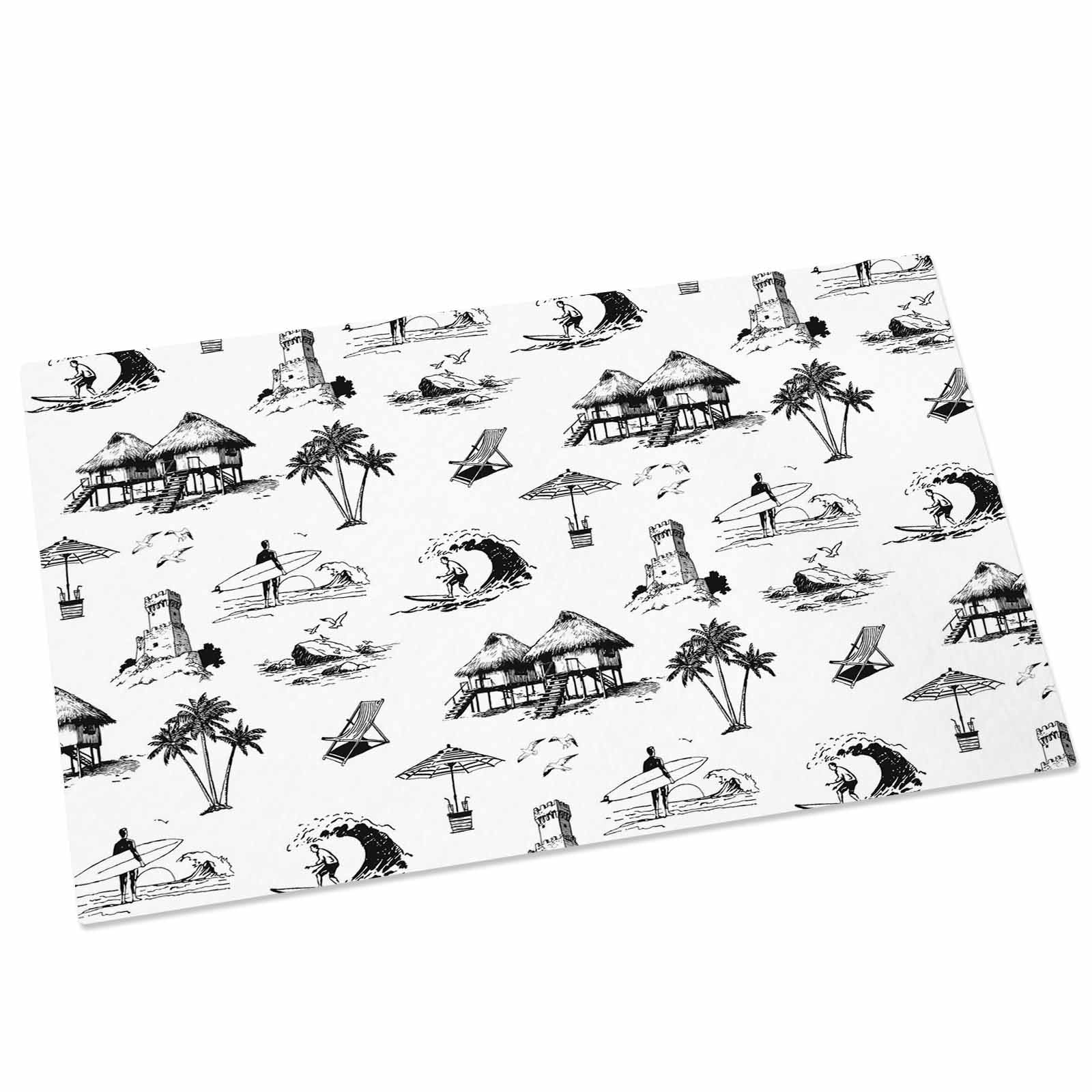 Coastal Holiday Door Mat 16x24 Inch Ocean Coconut Tree Surfing Boat ...