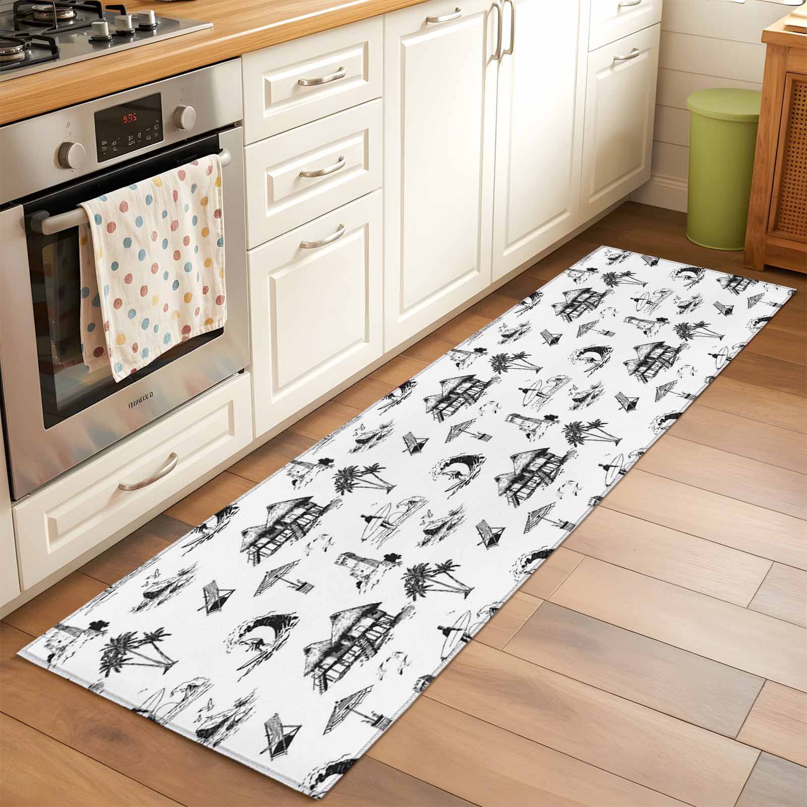 Coastal Holiday Hallway Washable Runner Rug 2x6 Ocean Coconut Tree ...