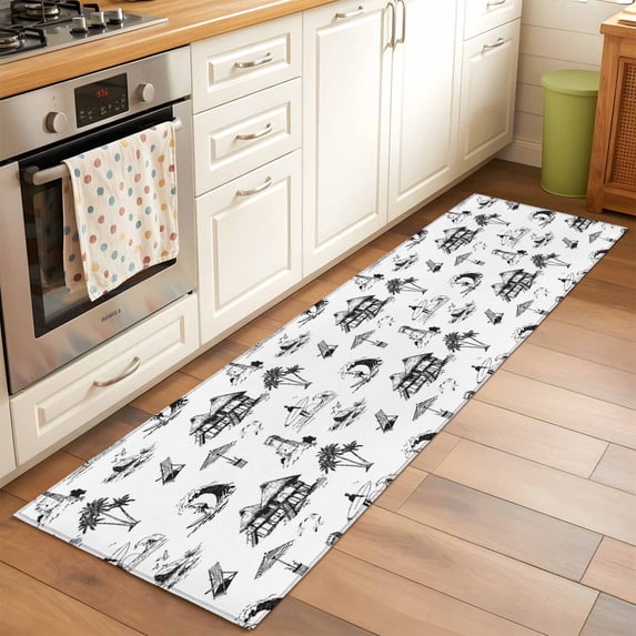 Coastal Holiday Hallway Washable Runner Rug 2x6 Ocean Coconut Tree ...