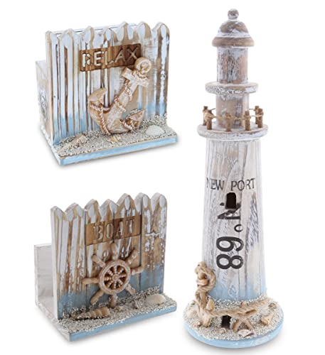 Coastal Horizon Nautical Decor Set – Handcrafted Wooden Coasters ...