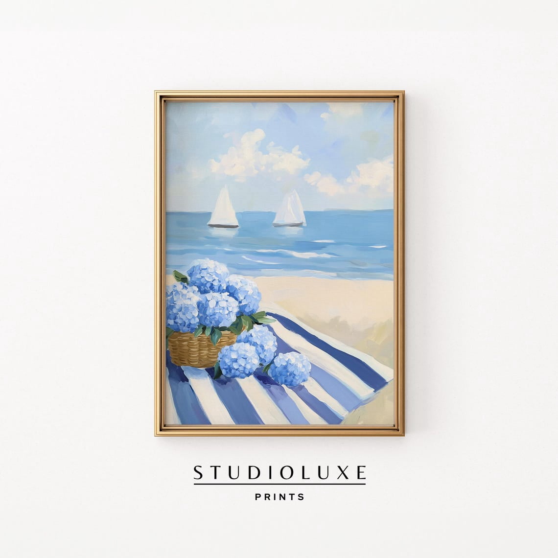 Coastal Hydrangea Sailboat Beach House Poster Unframed Paper Print ...