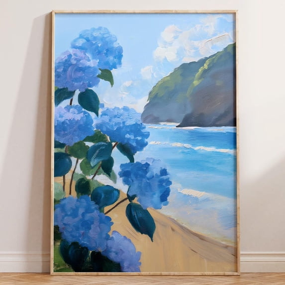 Coastal Hydrangea Wall Art for Beach House Decor for Living Room for ...