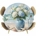 Coastal Hydrangeas Round Tablecloth 36-44 Inch Round Fitted Table Cloth ...