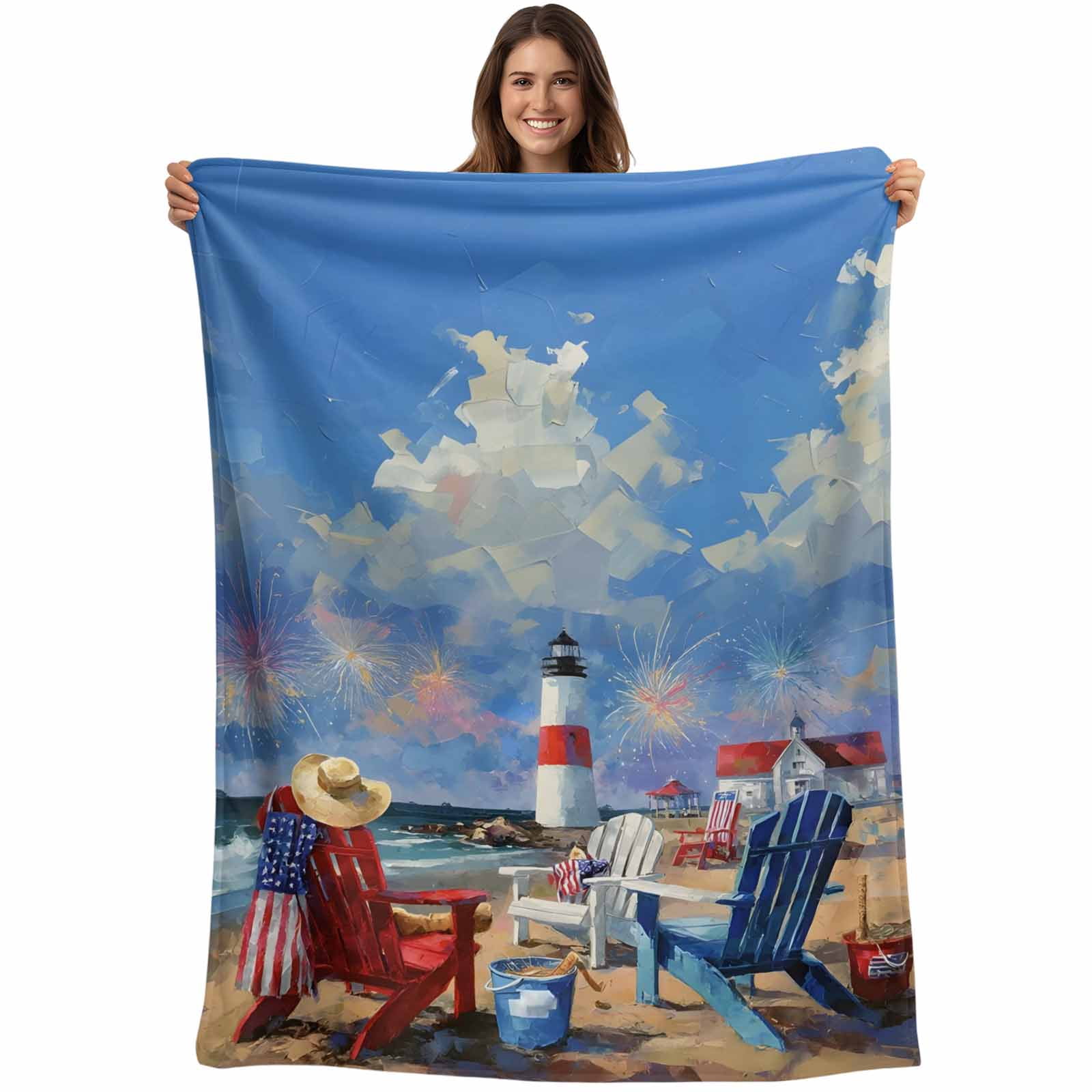 Coastal Indenpendence Day Blanket Soft Cozy Warm Throw Blanket for ...