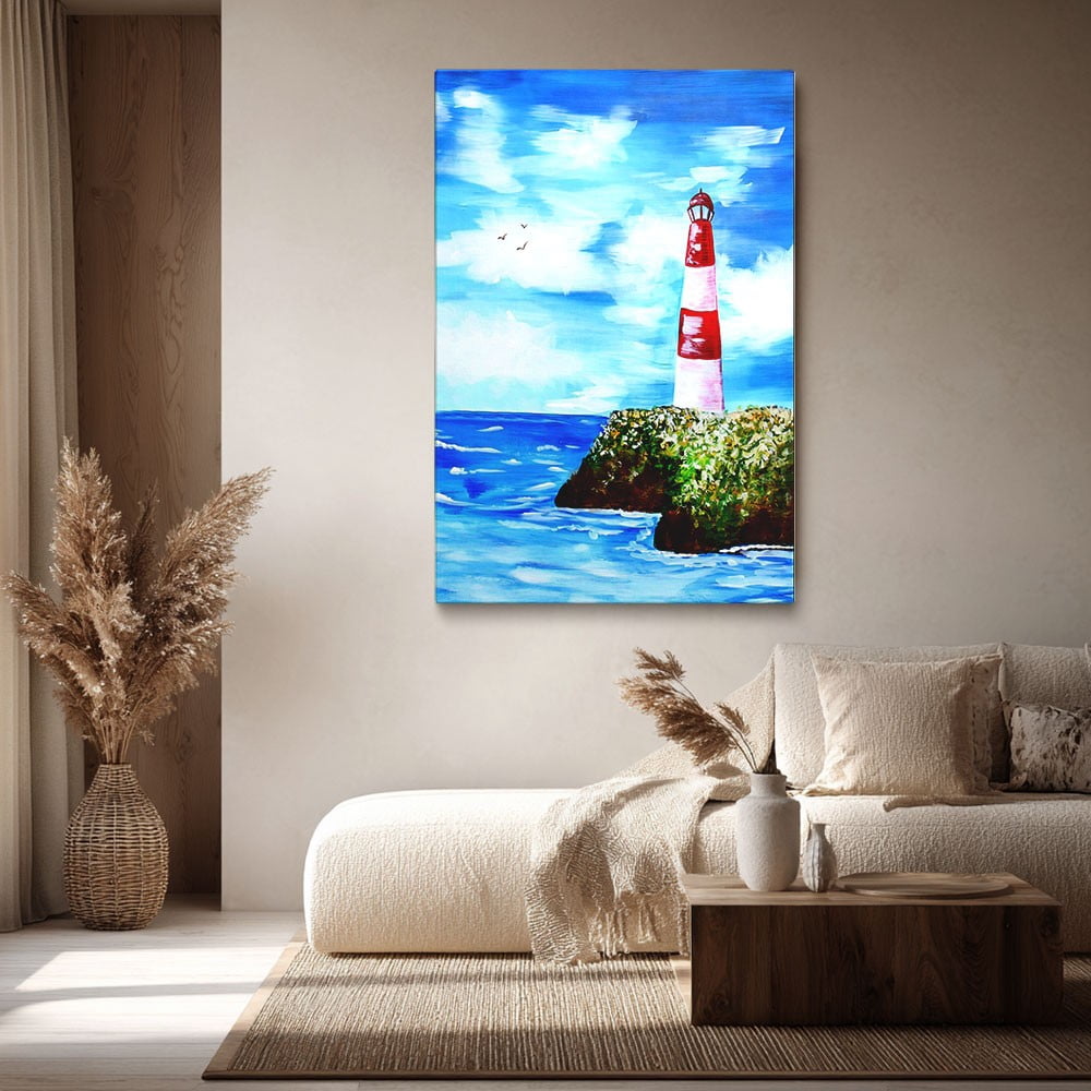 Coastal Island Lighthouse Canvas Wall Art for Living Room Bedroom Ready ...