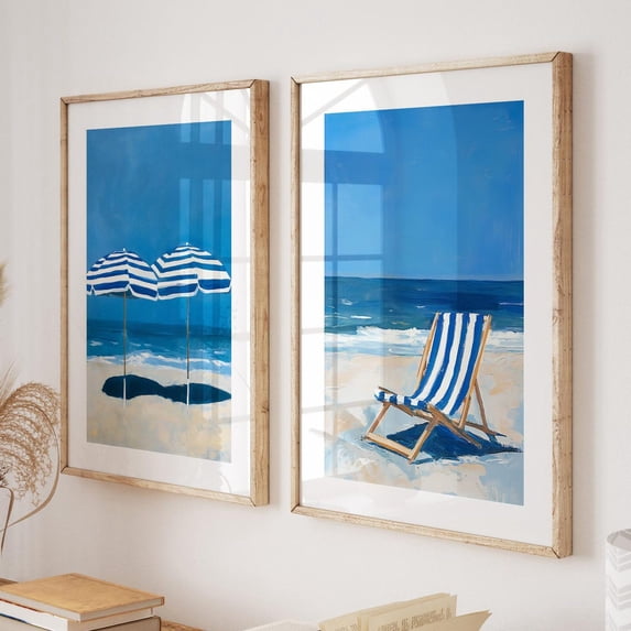 Coastal Italian Beach Beach Cottage Seascape Beach Umbrella Set 2 ...