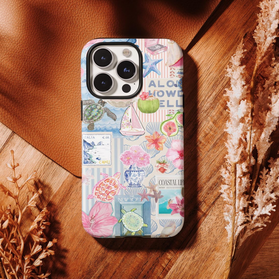 Coastal Italy Collage Phone Case Floral Summer Preppy Style with iPhone ...