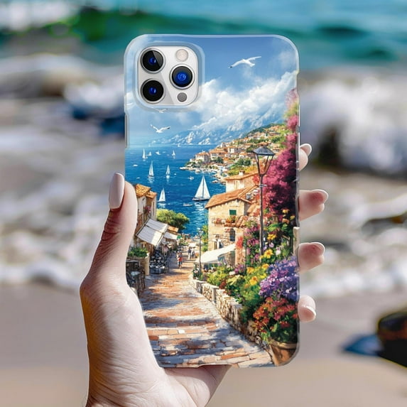 Coastal Italy Seaside Summer View Art Phone Case 17 16 15 14 13 12 11 ...
