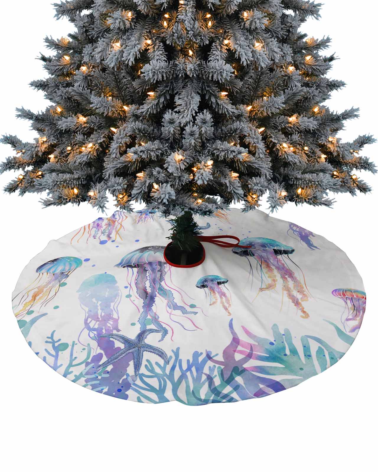 Coastal Jellyfish Christmas Tree Skirt 48 Inches Large Christmas Skirt ...