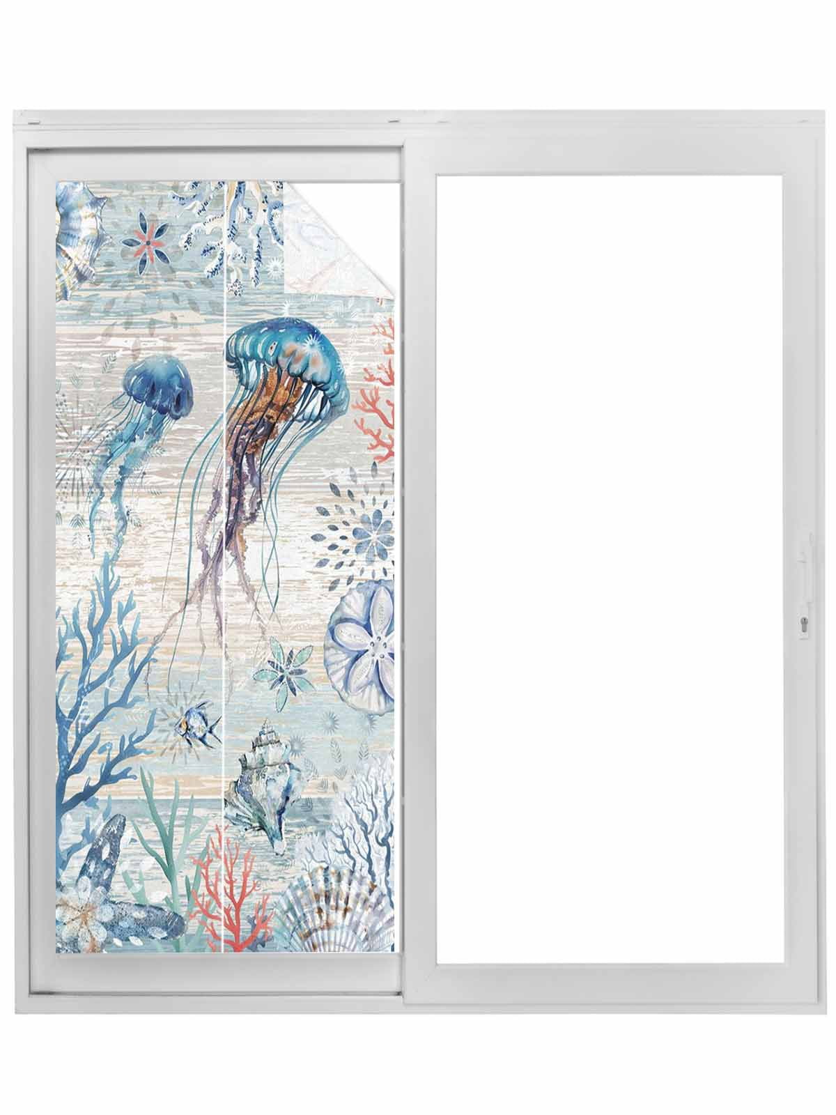 Coastal Jellyfish Window Privacy Film Stained Glass Window Film ...