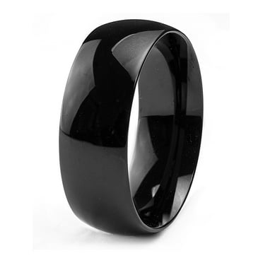 Men's Black Stainless Steel Brown Woods Camo Beveled 8MM Wedding Band ...