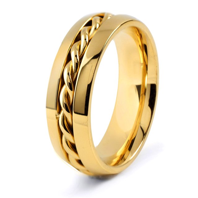 Coastal Jewelry Gold Plated Stainless Steel Twisted Rope Ring (7mm ...