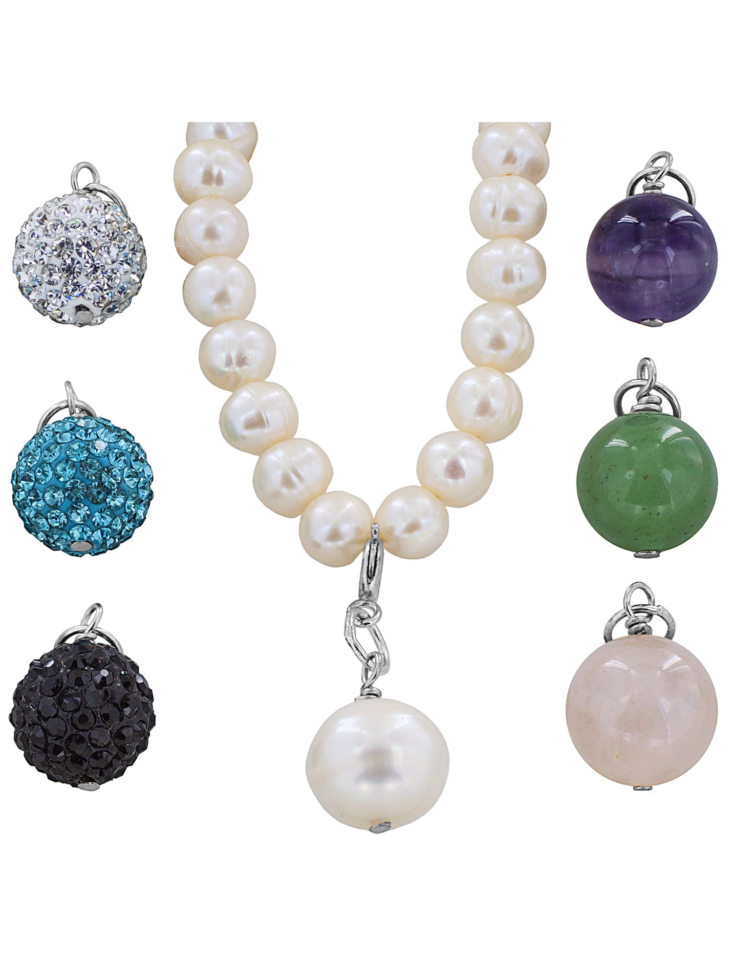 Coastal Jewelry Pearl and Crystal Charm Interchangeable Bracelet Set ...