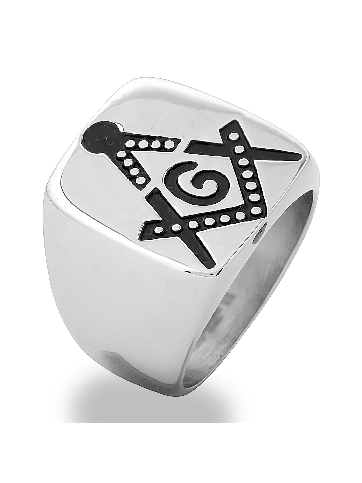 Coastal Jewelry Polished Masonic Signet Stainless Steel Ring (20mm ...