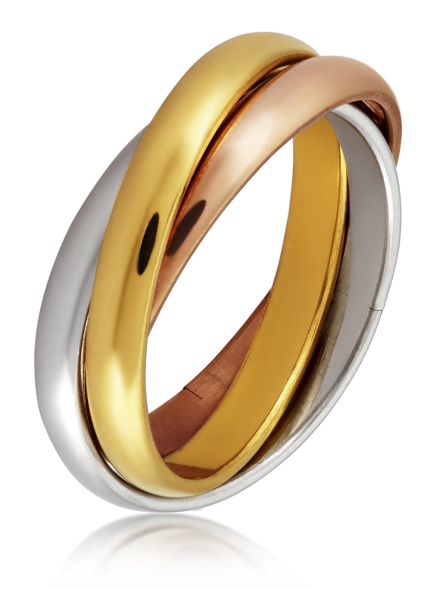 ELYA Jewelry Women's Intertwined Triple Band Tri Color Steel Ring ...