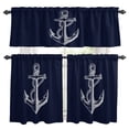 Coastal Kitchen Curtains Set for Windows, Illustration Anchor Rope ...