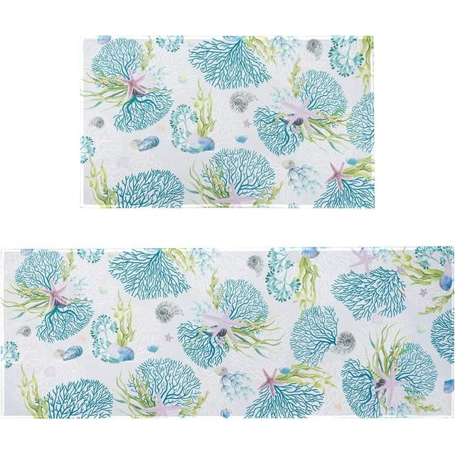 Coastal Kitchen Rugs, Sea Beach Kitchen Decor, Beach Coastal Ocean Rug ...