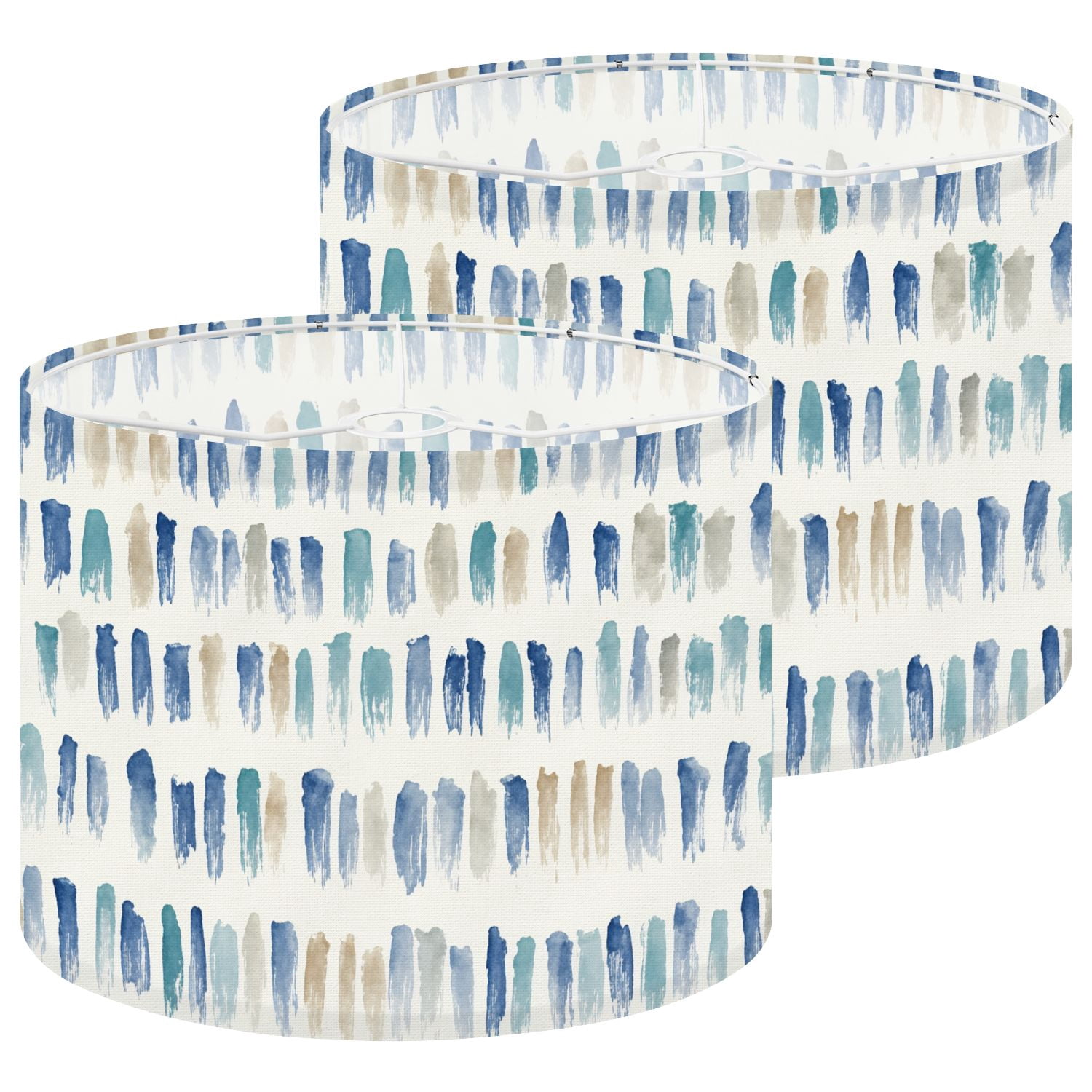 Coastal Lampshades 2 Pack Blue Watercolor Fountain Vertical Brush ...