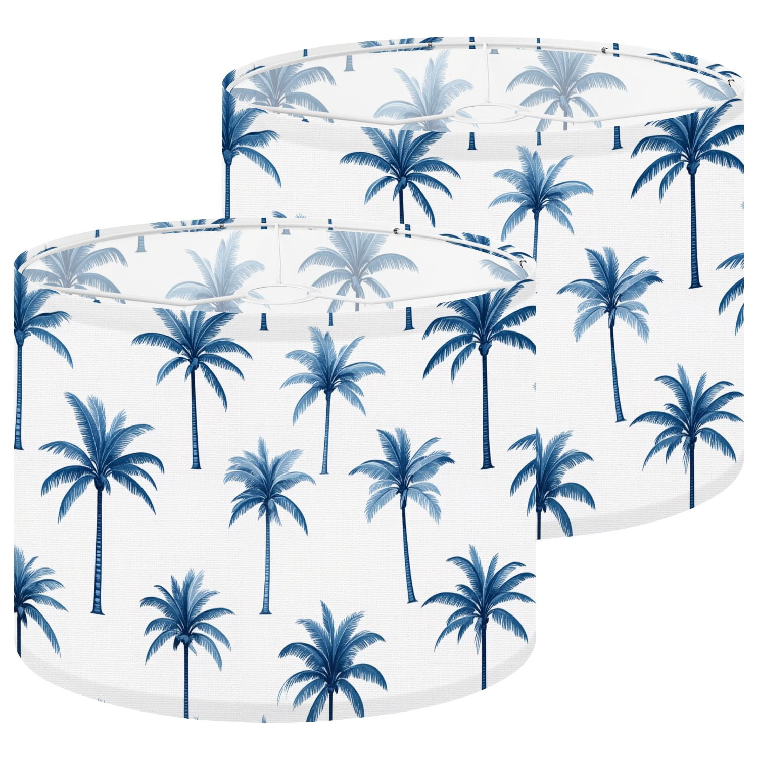 Coastal Lampshades 2 Pack Coastal Palm Blue Lake Stylized Palm Trees ...