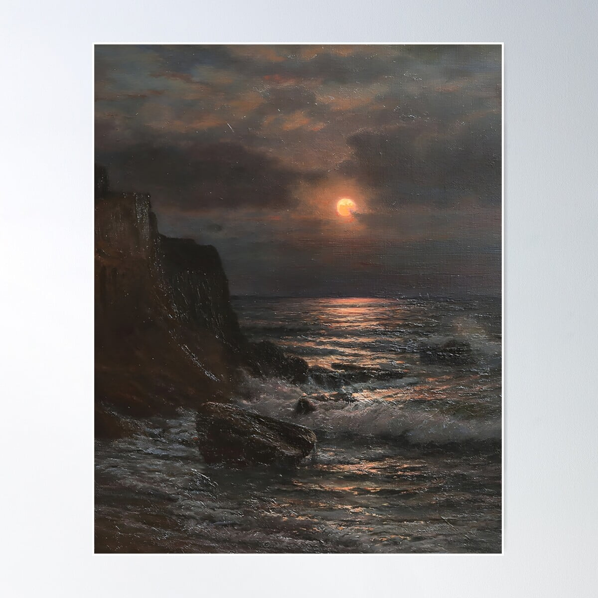 Coastal Landscape In The Moonlight (Detail) - Wartan Mohakian Poster Wall Art, Modern Wall Decor ...