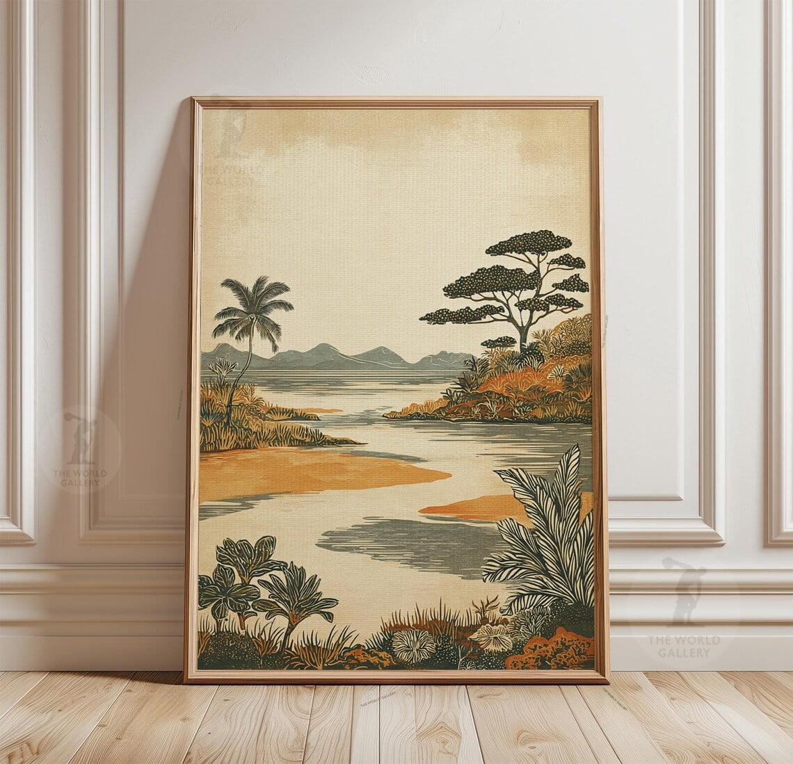Coastal Landscape Vintage Sunset Beach Calm Ocean Decor, Stretched ...