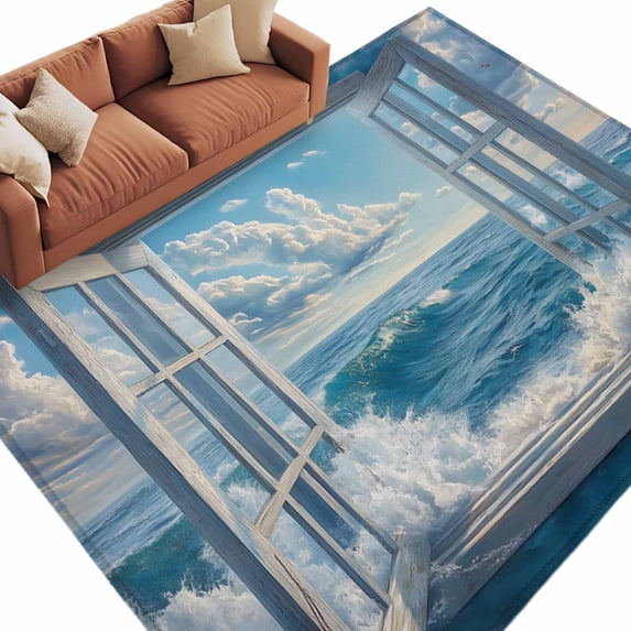Coastal Large Area Rugs for Bedroom Living Room, Soft Non Slip Carpet ...