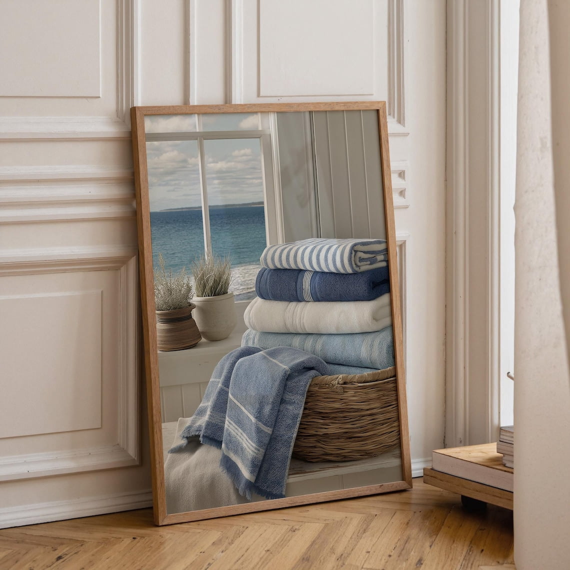 Coastal Laundry Room Wall Art Blue Beach House Linen Decor Nautical ...