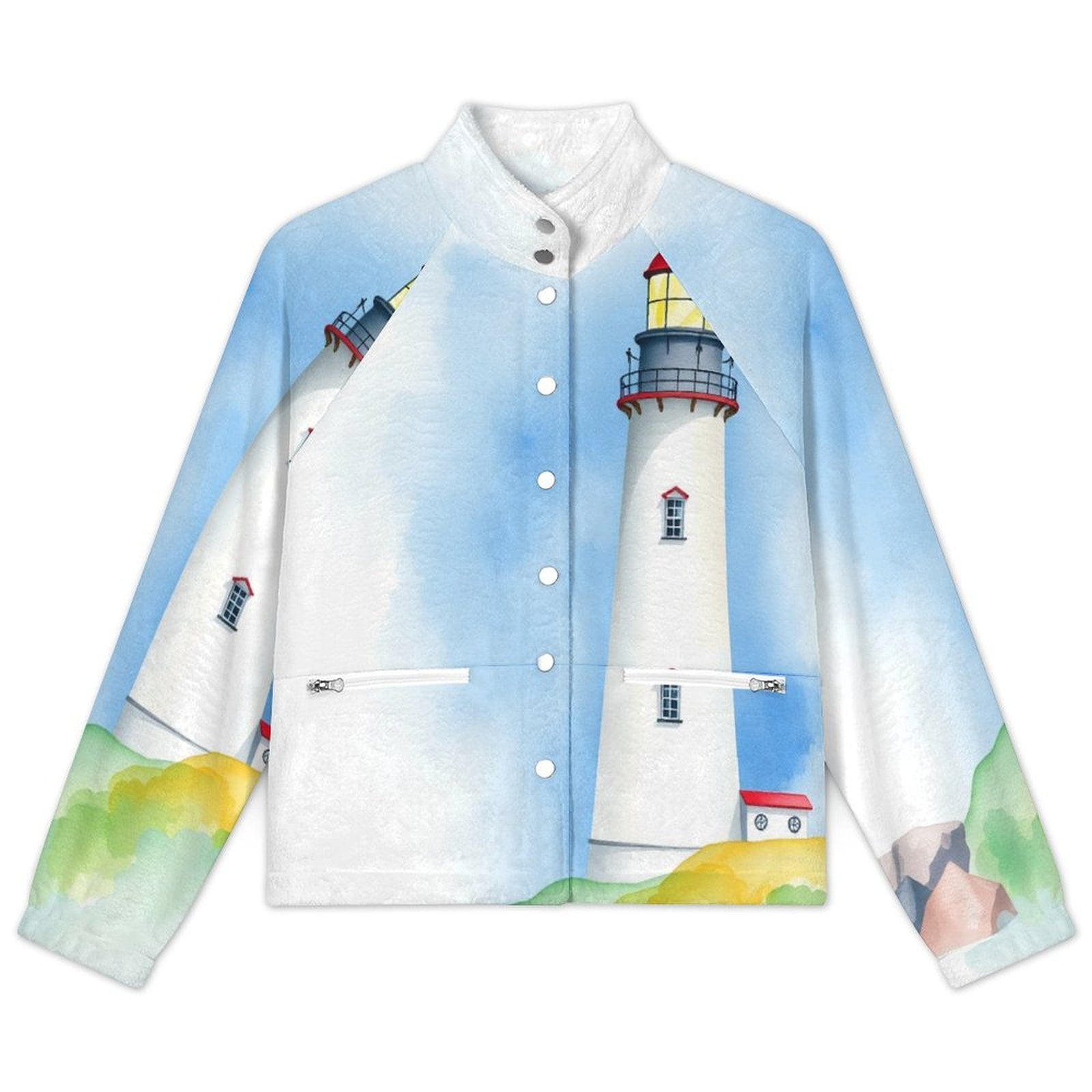 Coastal Lighthouse Beacon Jacket Women's Stand Collar Warm Outwear ...
