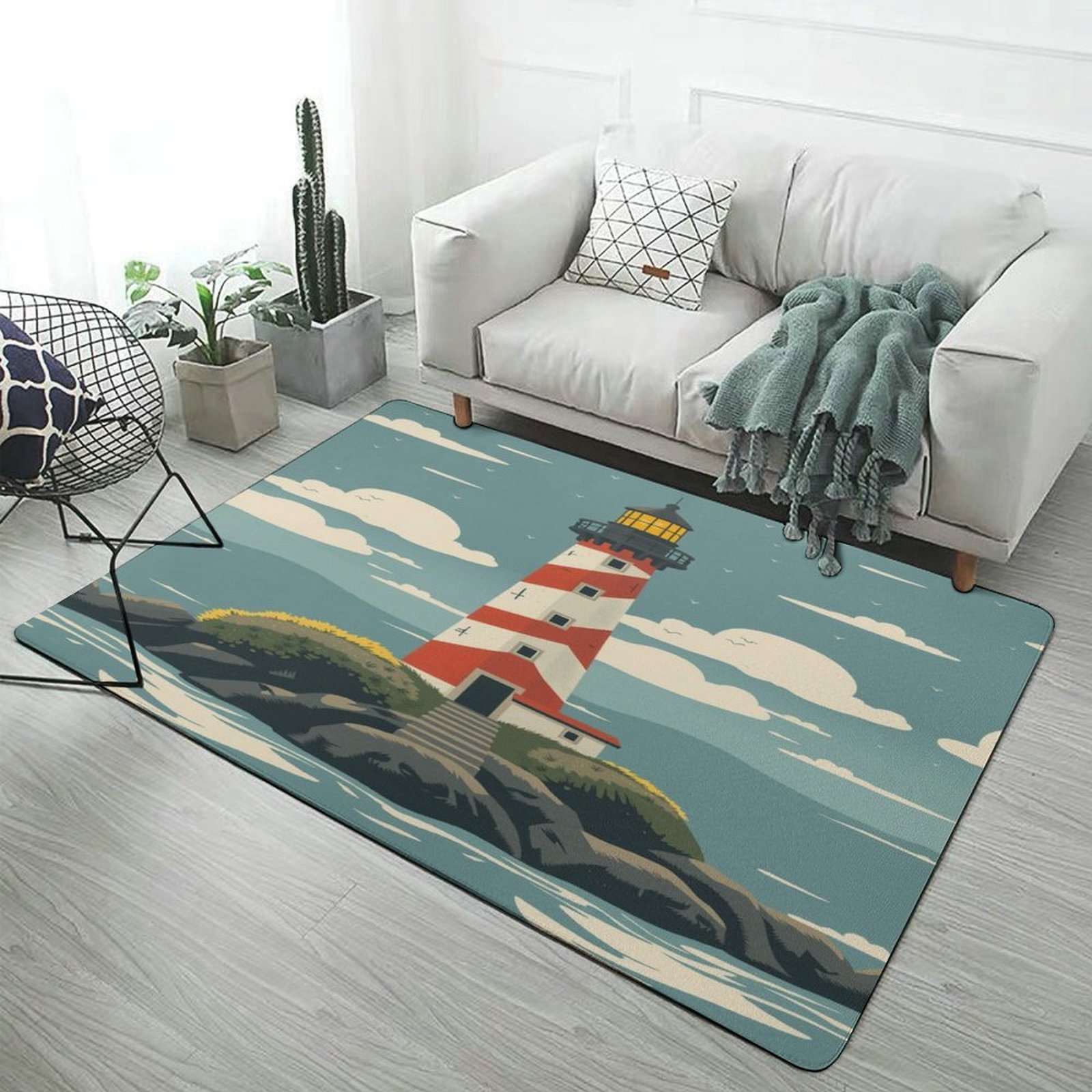 Coastal Lighthouse Beacon Light Luxury Home Carpets Living Room Ration ...