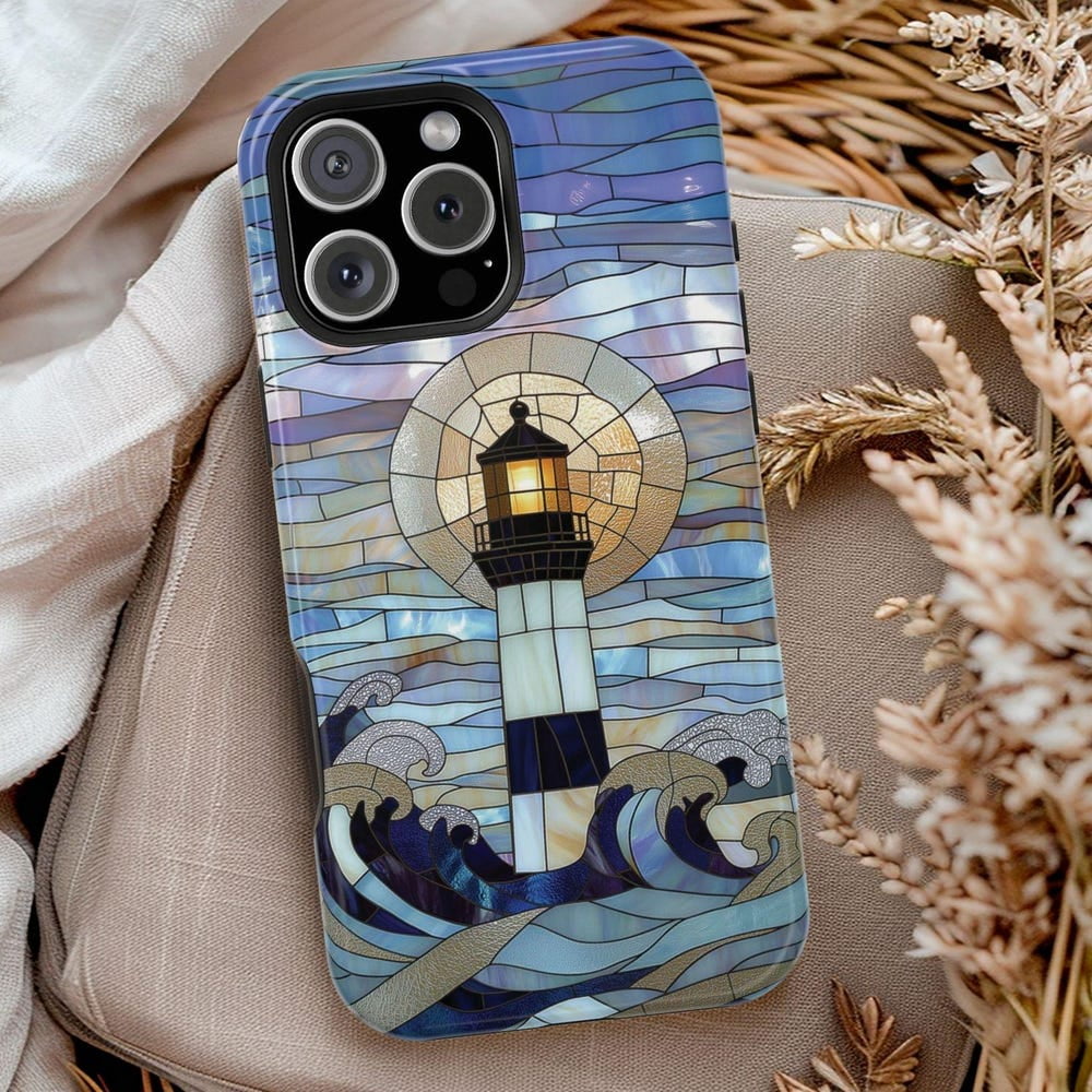 Coastal Lighthouse Nautical Stained Glass Compatible Phone Case for ...