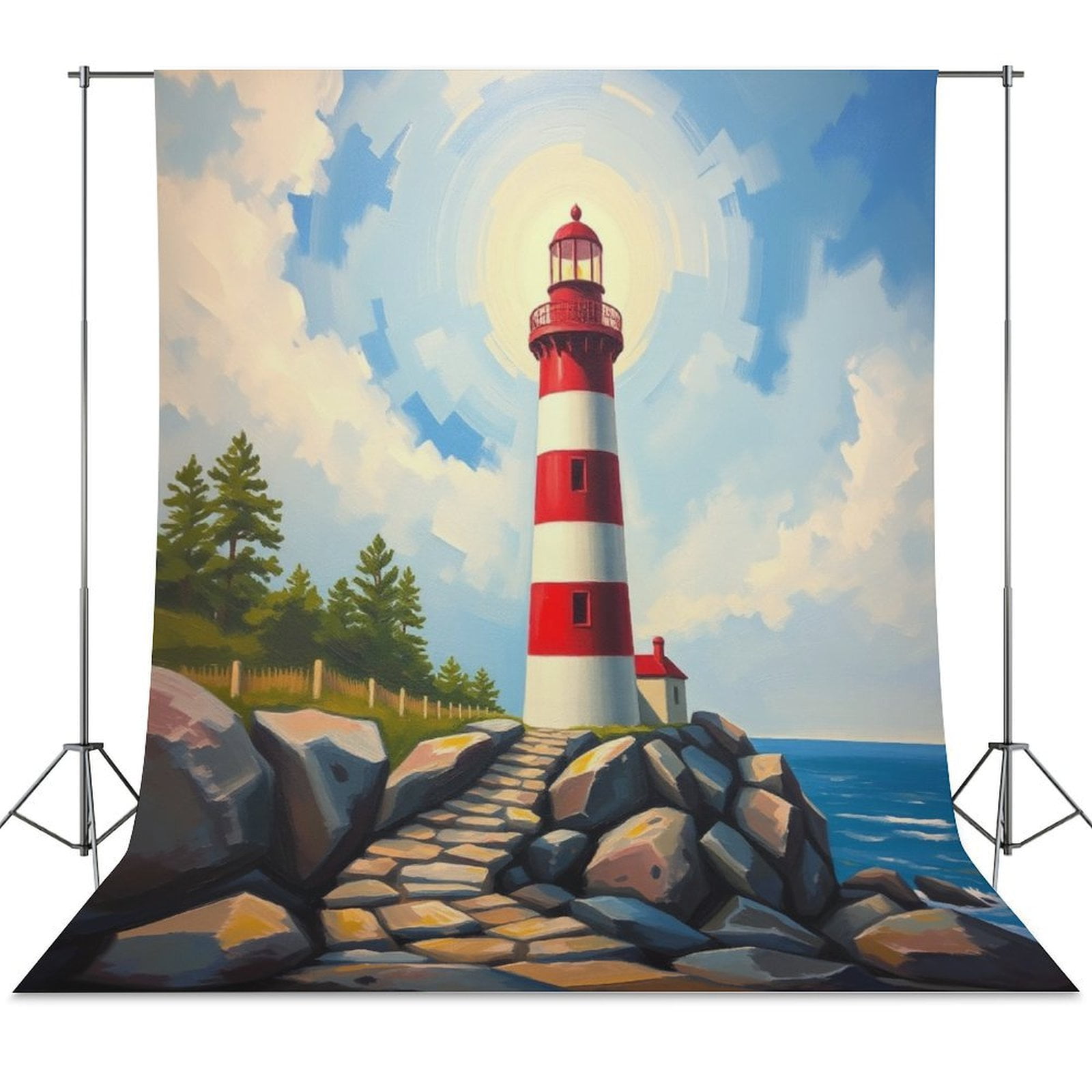 Coastal Lighthouse Path Photography Backdrops Adult Photostudio Props ...