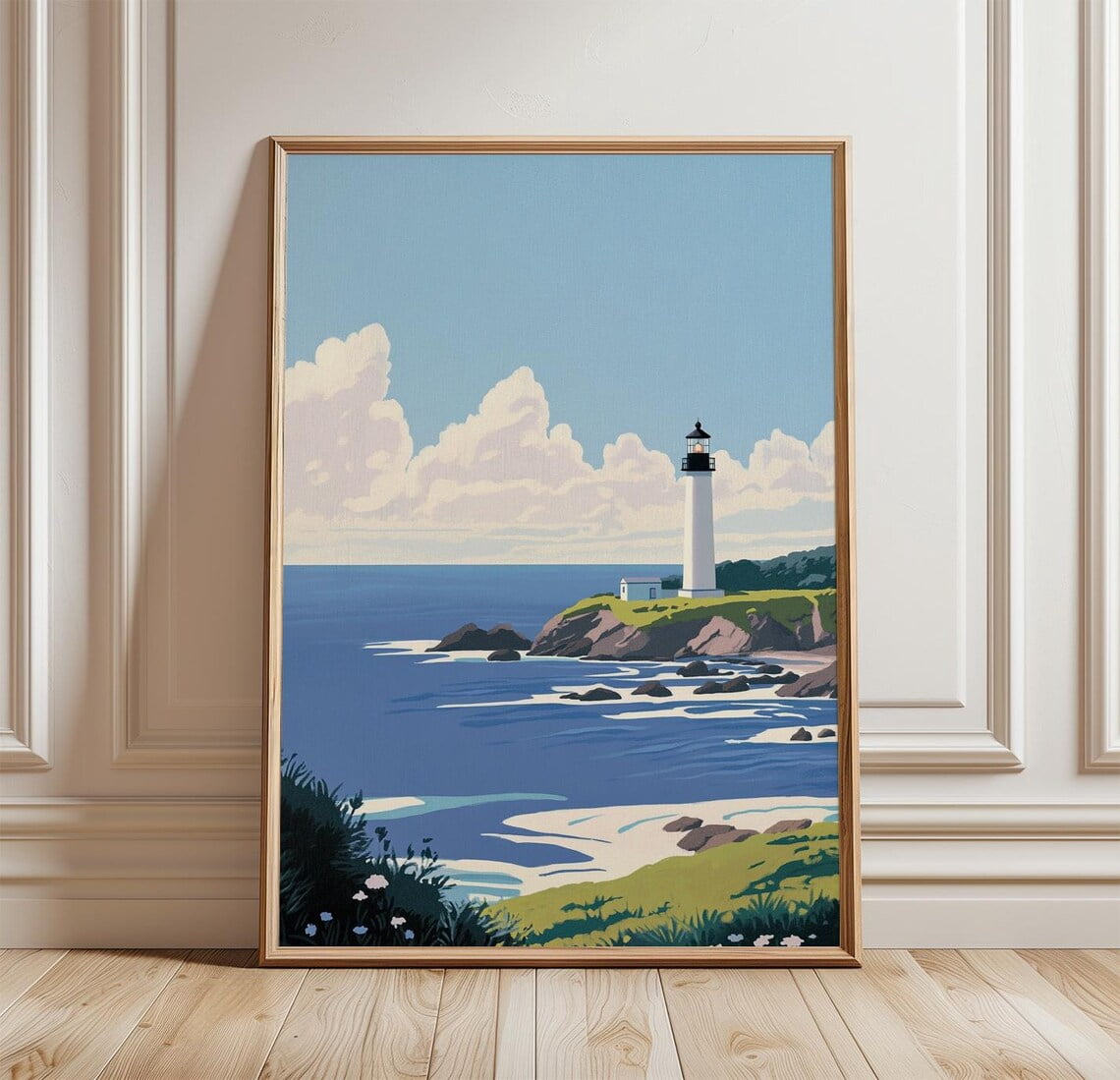 Coastal Lighthouse Poster Seaside Cliff Art Ocean Landscape Decor ...