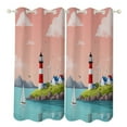 Coastal Lighthouse Scene-2 2pcs Blackout Curtains For Living Room ...