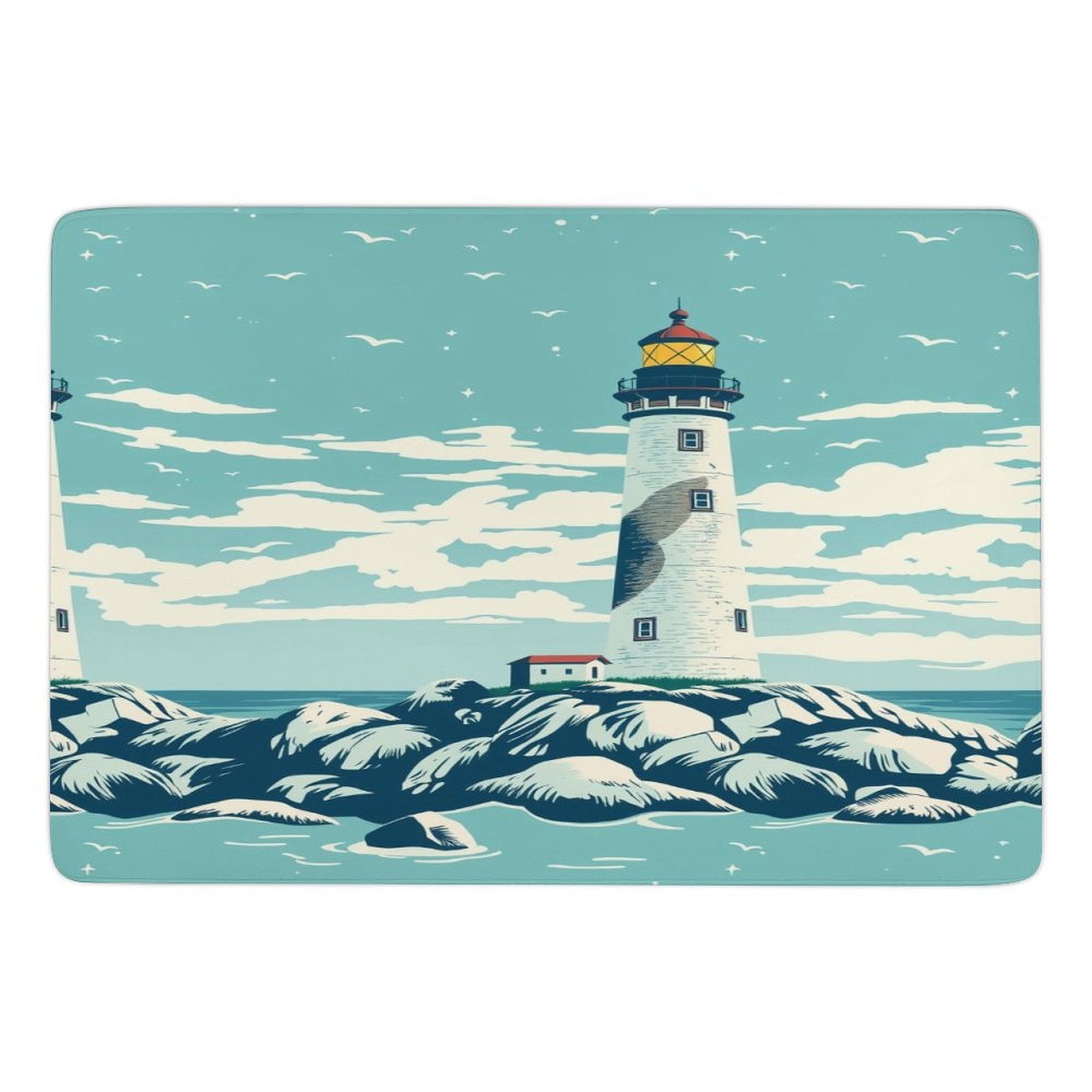 Coastal Lighthouse Scene Doormat Non-slip Kitchen Mat Carpet Living ...
