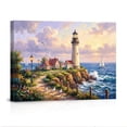 Coastal Lighthouse Seaside Village Nautical Seagull For Ocean Beach ...