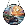 Coastal Lighthouse Stained Glass Style Window Hanging – Nautical Home ...