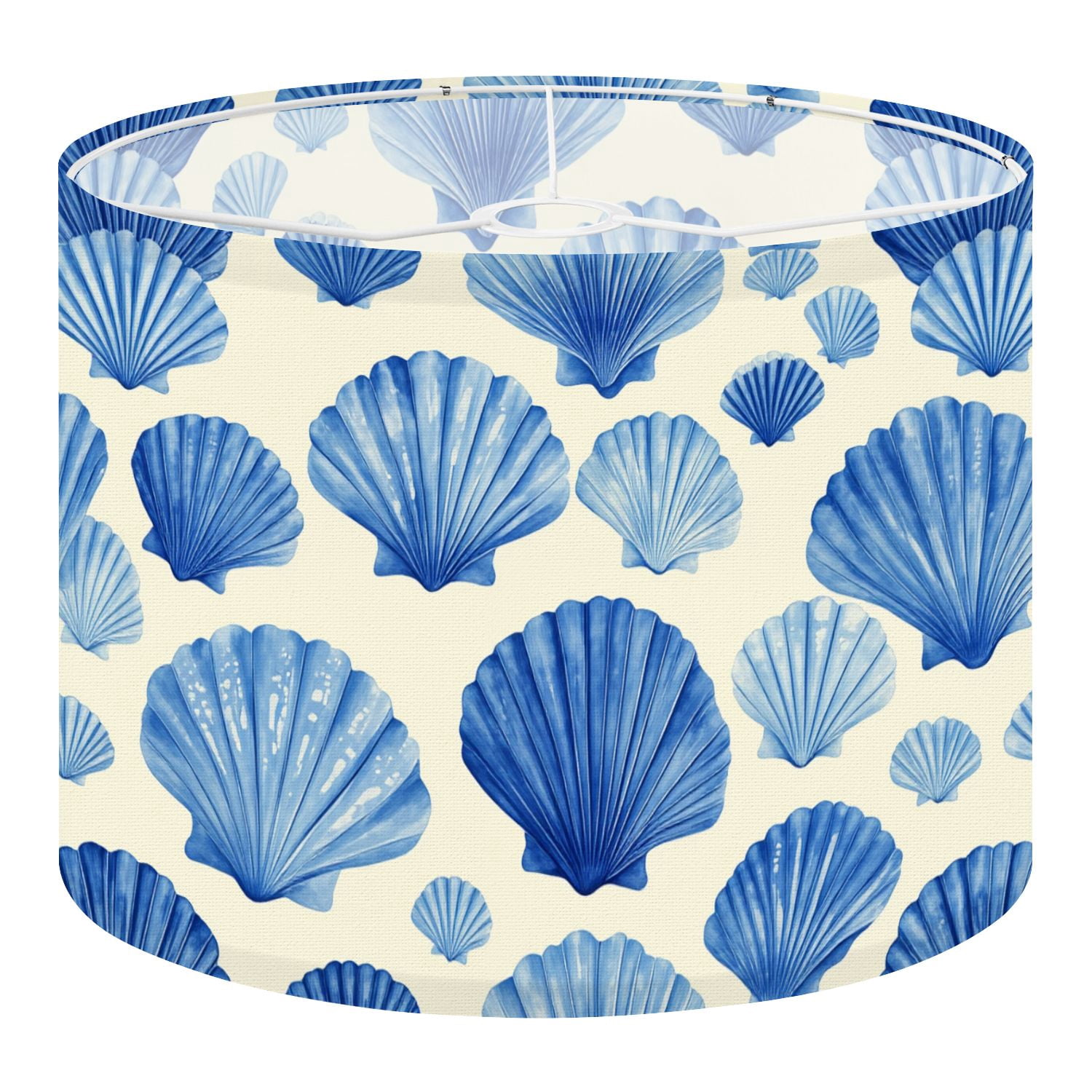 Coastal Linen Drum Lampshades Coastal Shell Blue Seashell Ocean Beach ...