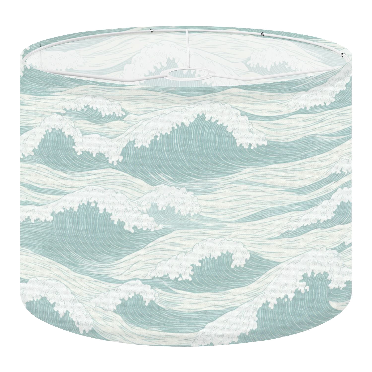 Coastal Linen Drum Lampshades Vintage Wave Blue Beige Ocean Coastal ...