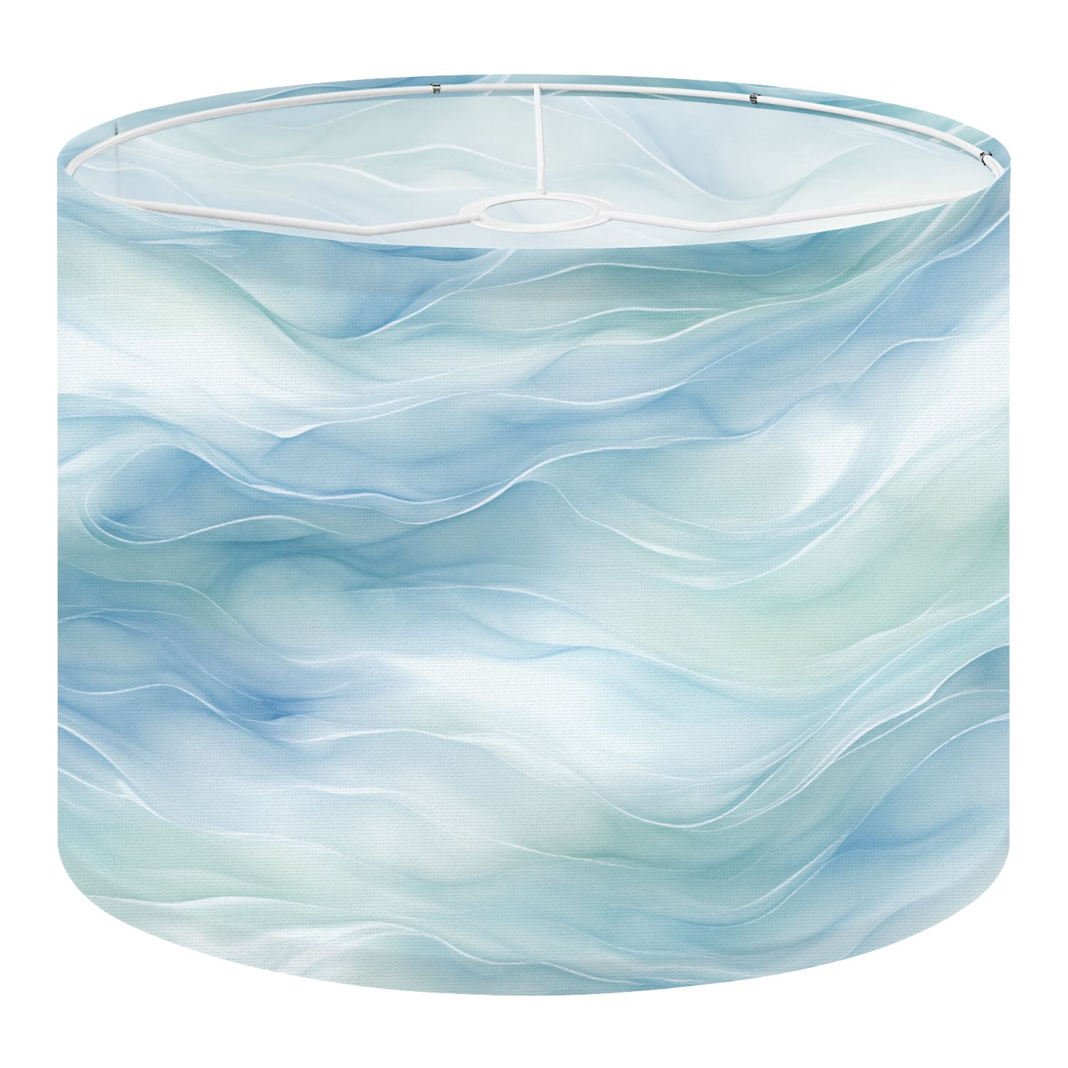 Coastal Linen Drum Lampshades Wave Coastal Blue Ocean Waves Flowing ...