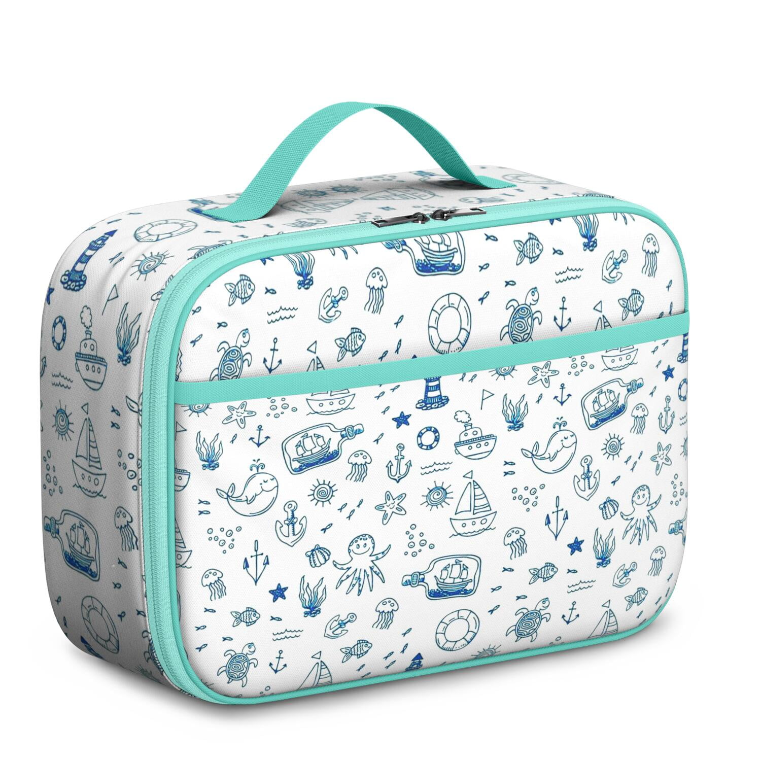 Coastal Lunch Tote – Nautical Anchor Boat Sea Seaside Marine Waves ...